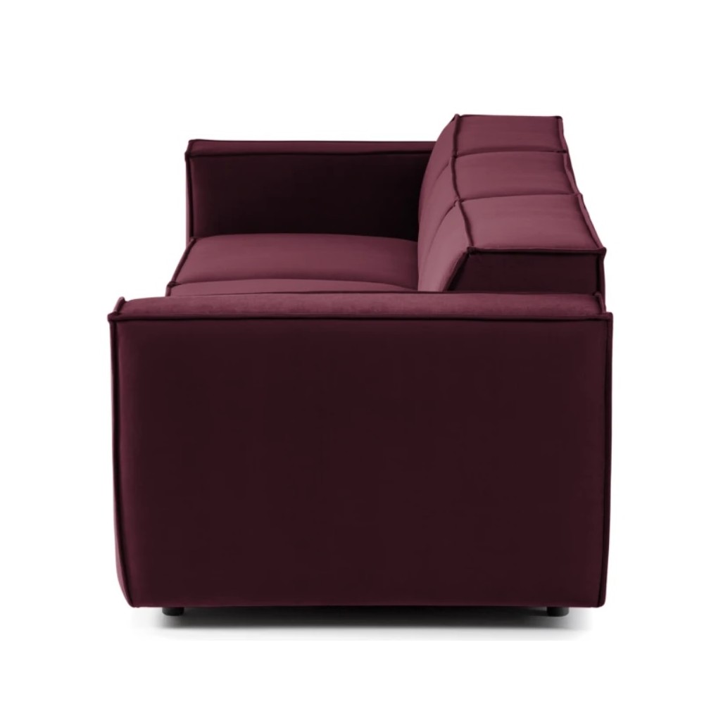 Linx - Sofa estilo moderno en terciopelo color vino