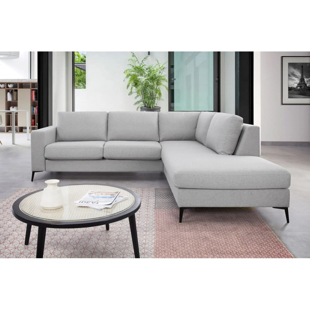 Jasso - Sofá esquinero estilo moderno en tela color gris claro