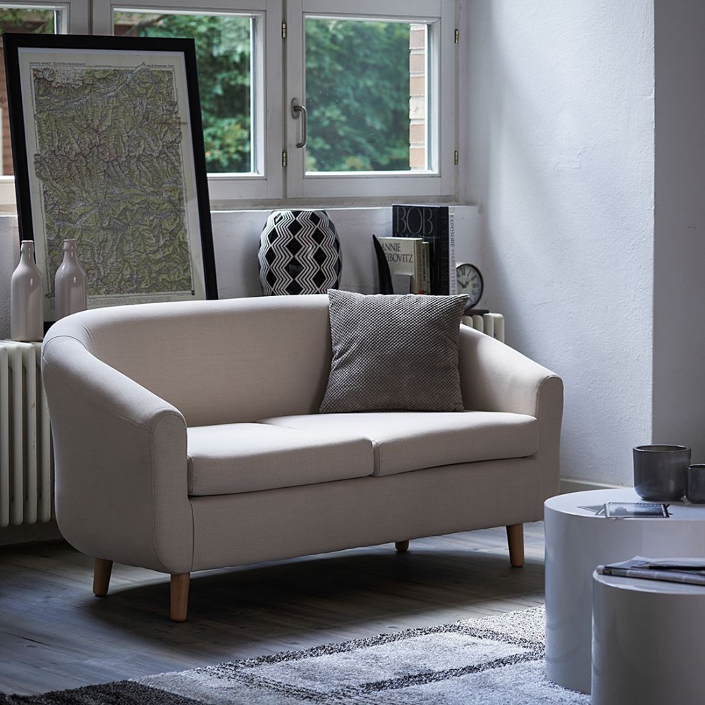Crack - Loveseat estilo moderno con tela color blanco
