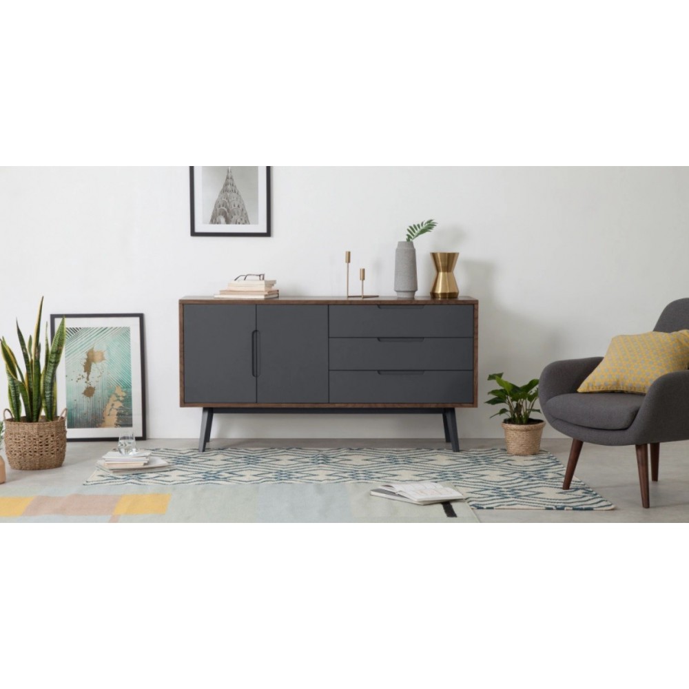 Matis - Aparador estilo moderno con madera de encino, barniz tono nogal ...