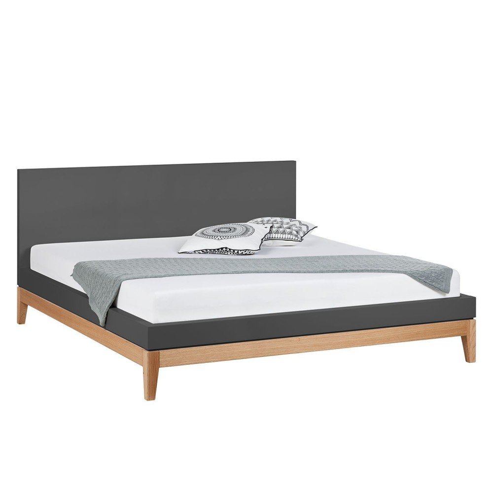 Splendid - Cama king estilo moderno color gris antracita