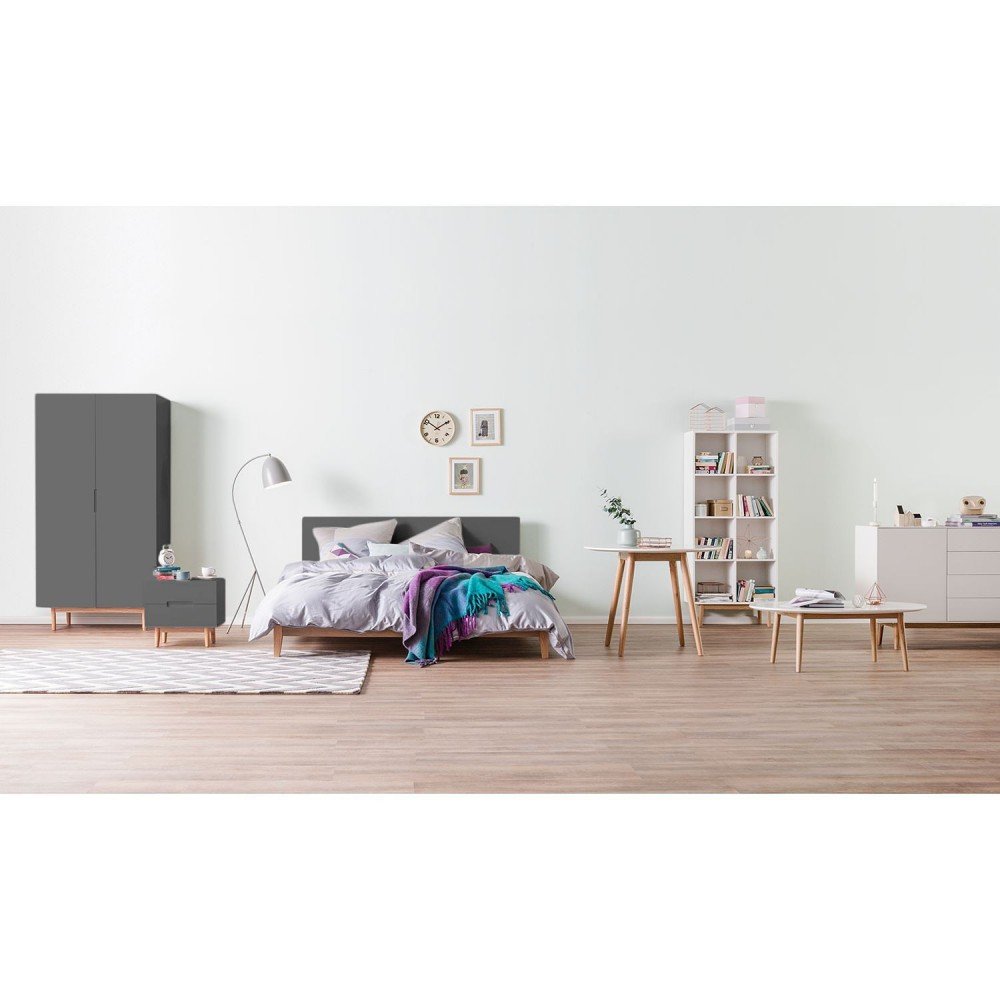 Splendid - Cama king estilo moderno color gris antracita