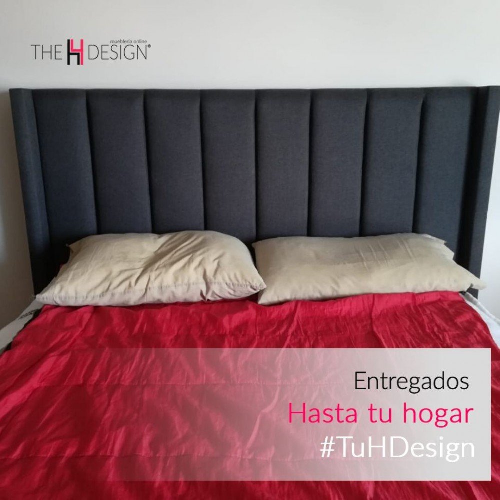 Kuali - Cabecera queen estilo moderno tela gris antracita