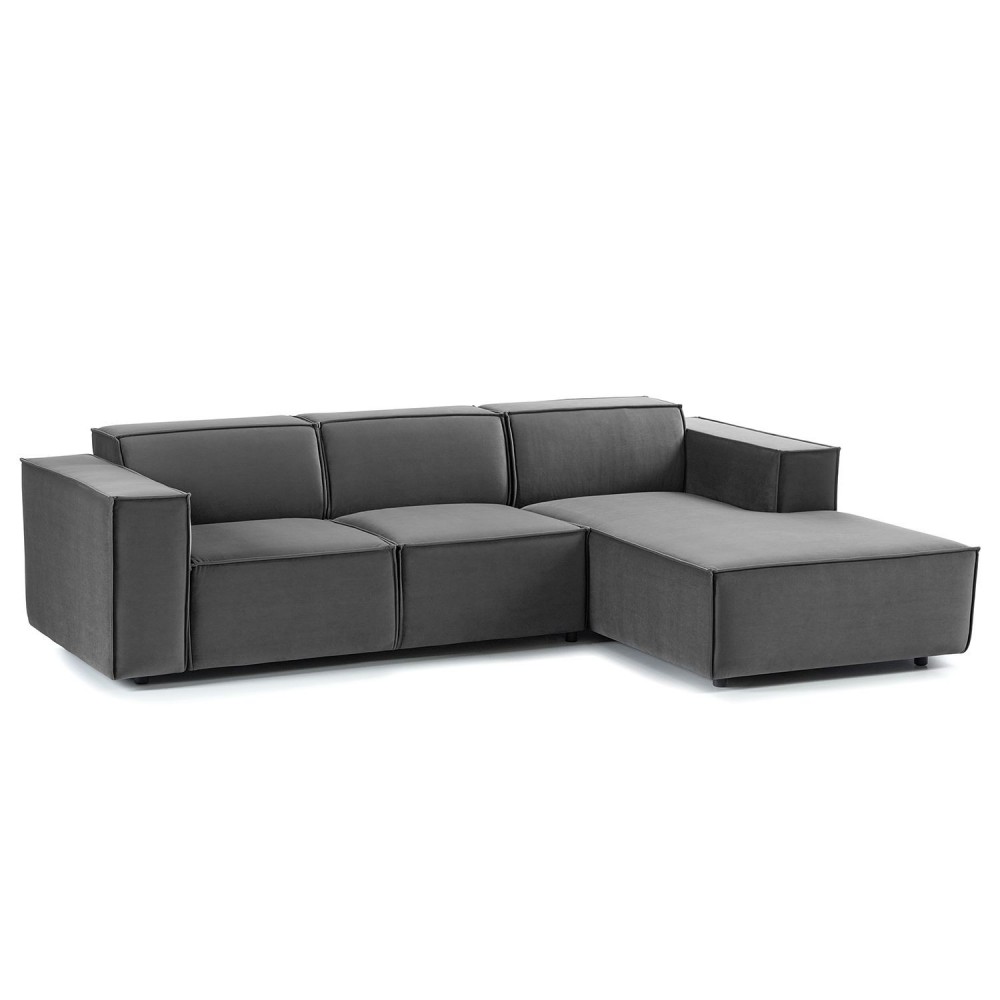 Linx - Sofá esquinero estilo moderno en terciopelo color gris charcoal