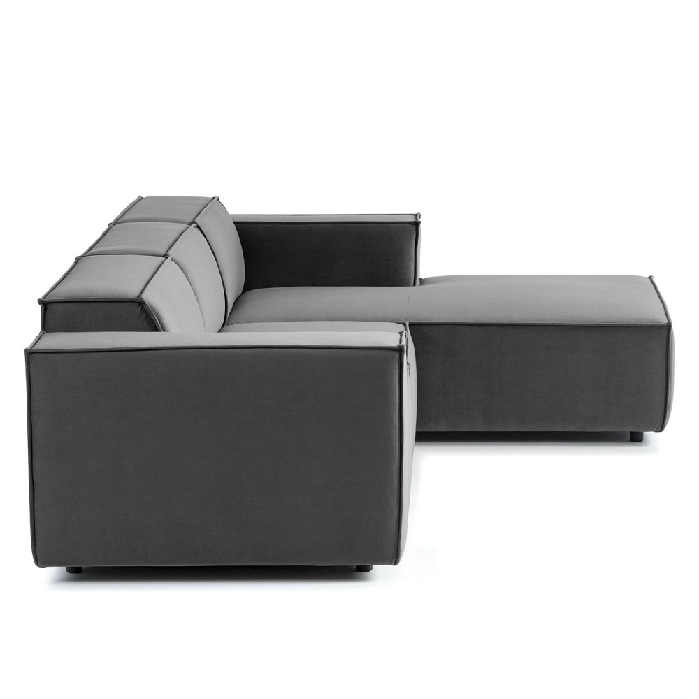Linx - Sofá esquinero estilo moderno en terciopelo color gris charcoal