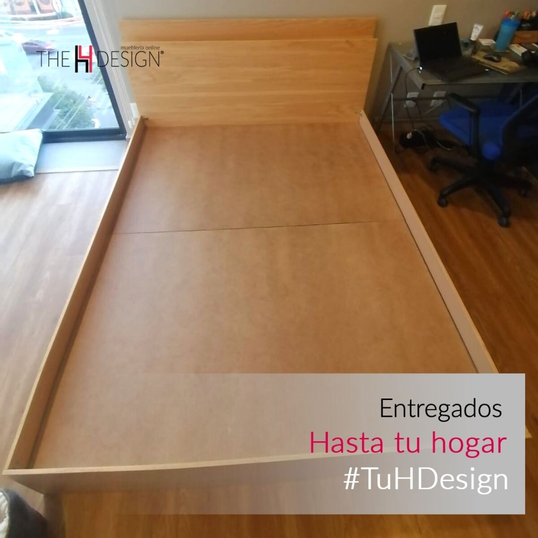 Abil - Cama king estilo moderno madera de encino con cabecera de ...