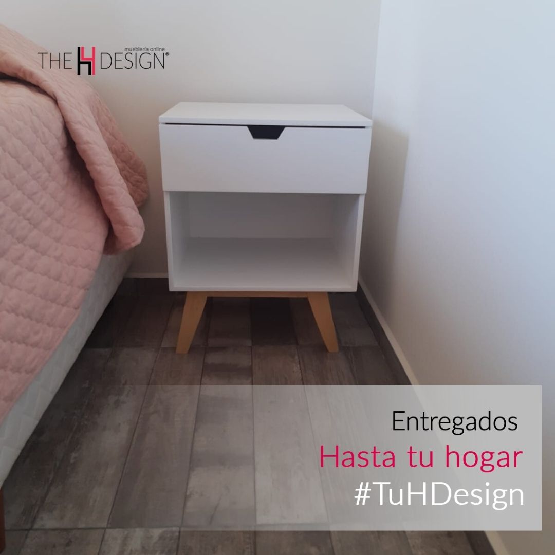 Gala - Buro de estilo moderno color blanco y patas de madera natural